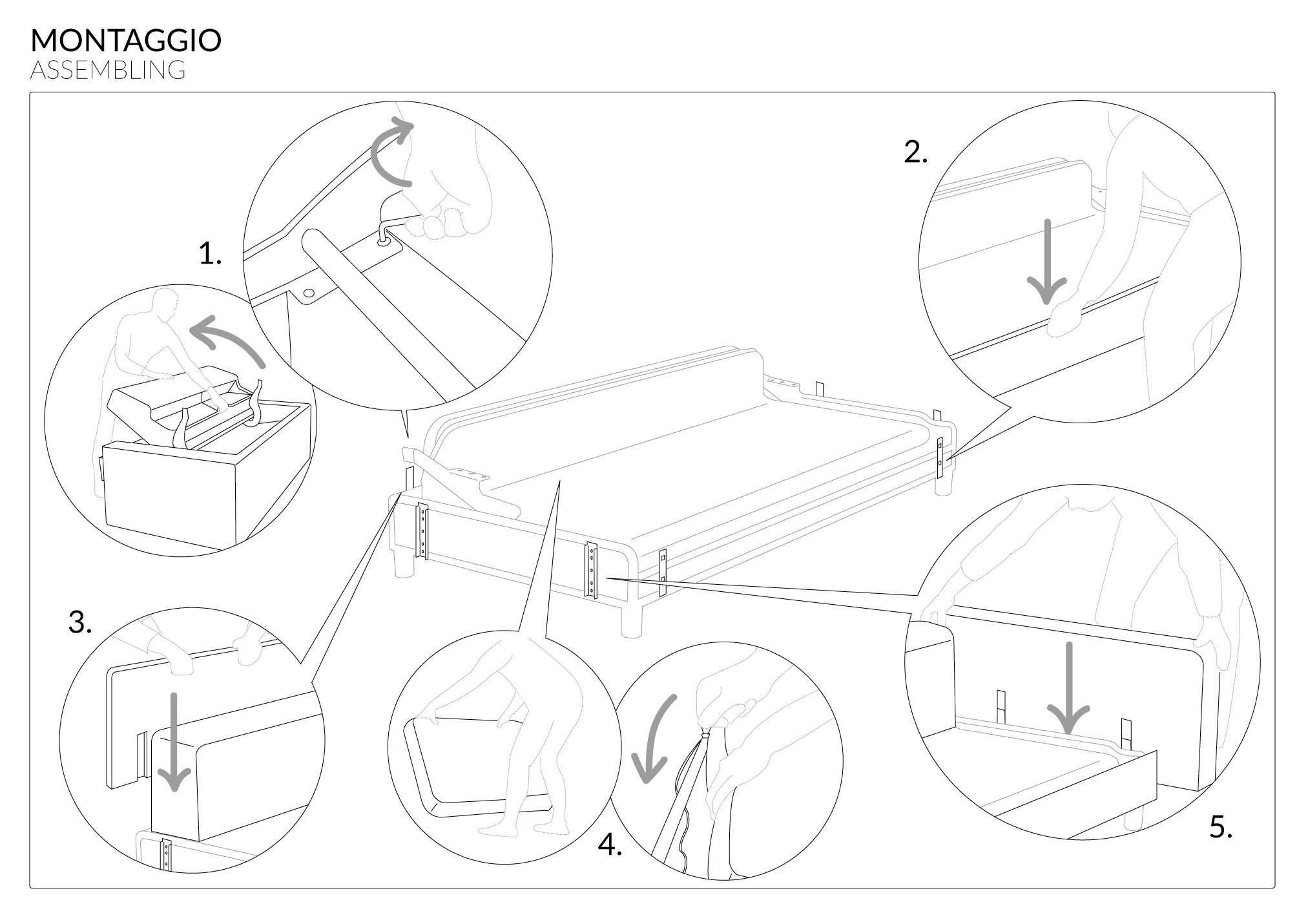 Canapé-lit en tissu deux places Philadelphia City - Berto Salotti